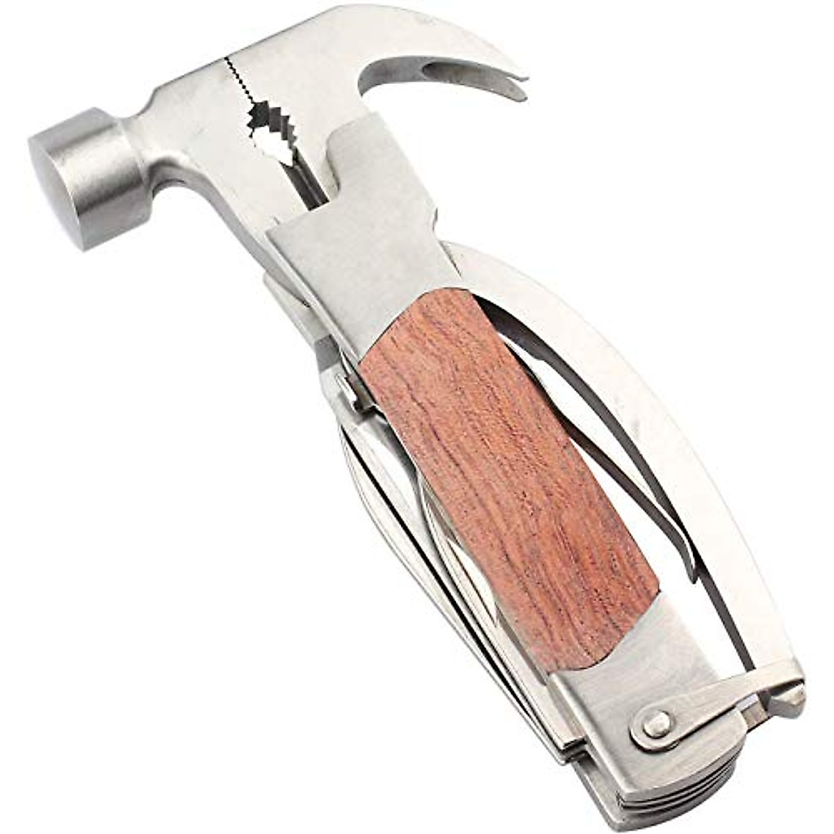 MultiTool Mini Emergency Hammer, Unique Birthday Gift Ideas for Men Him, 12 in 1 Steel Sturdy Multi Tool with Knife Screwdrivers Bottle Opener Durable Sheath