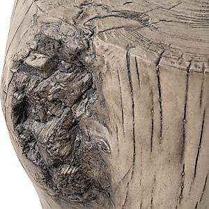 SUNBURY Stump Side Table, Concrete Side Table Coffee Table Log Table,Patio Faux Wooden End Table, Light Grey Stool Prop Plant Stand Holder for Garden Household Living Room