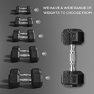 Soozier 2 x 15lbs Hex Dumbbell Set of 2, Rubber Weights Exercise Fitness Dumbbell with Non-Slip Handles, Anti-roll, for Women or Men Home Gym Workout