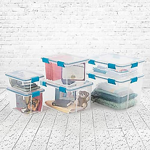 Sterilite 54 Quart Clear Plastic Stackable Storage Container Box Bin with Air Tight Gasket Seal Latching Lid Long Term Organizing Solution, 24 Pack