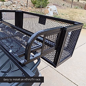 Titan Ramps ATV UTV Universal Rear Drop Cargo Basket Rack Hunting, Fishing, Trail Maintenance, Easy to Install
