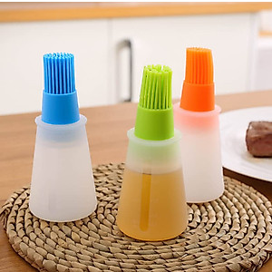 HLLMX 2 PCS Silicone Oil bottle brush Portable Oil Bottle Barbecue Brush Silicone Cooking Grill Barbecue Baking Pastry Oil,Honey,Sauce Bottle Brush Silicone Kitchen bbq Cooking Tool