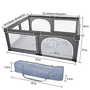 YOBEST Baby Playpen, Extra Large Play Pens for Toddlers, Babys Fence Play Area, Indoor & Outdoor Playard for Babies Kids Activity Center with Gate, Sturdy Safety Play Yard with Soft Breathable Mesh