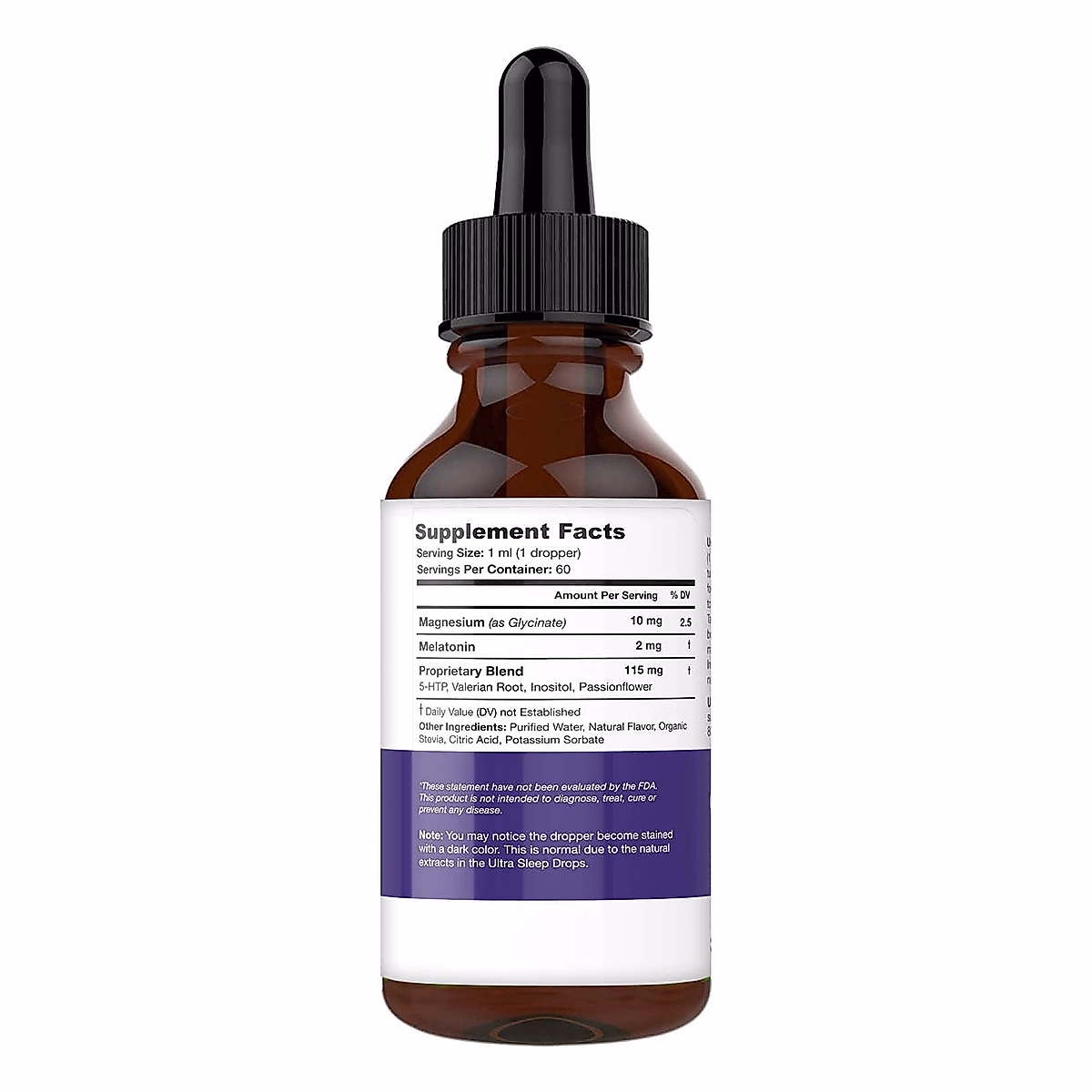 Ultra6 Nutrition Melatonin Drops with Valerian Root - Liquid Melatonin Sleeping Supplement with 5 HTP & Passion Flower - A Liquid Sleep Aid Strength Blend for Adults