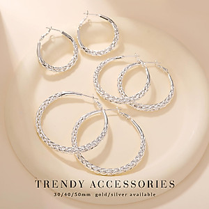 Senteria Silver Hoop Earrings for Women 925 Sterling Silver Hoop Earrings Hypoallergenic Lightweight Large Silver Hoop Earrings Thick Twisted Silver Hoop Earrings