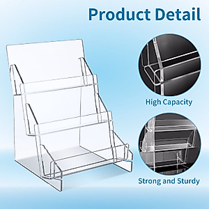 DLUGOPIS 3 Tier Acrylic Greeting Card Display Stand Greeting Card Organizer Display Stand Postcard Display Rack Card Display Shelf Retail Display Stand for Vendors Counter Greeting Card