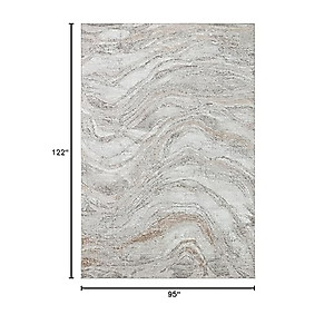 GLORY RUGS Abstract Area Rug Modern Contemporary Faded Soft for Living Room Dining Room Bedroom Home and Office (108CreamGold, 8x10)