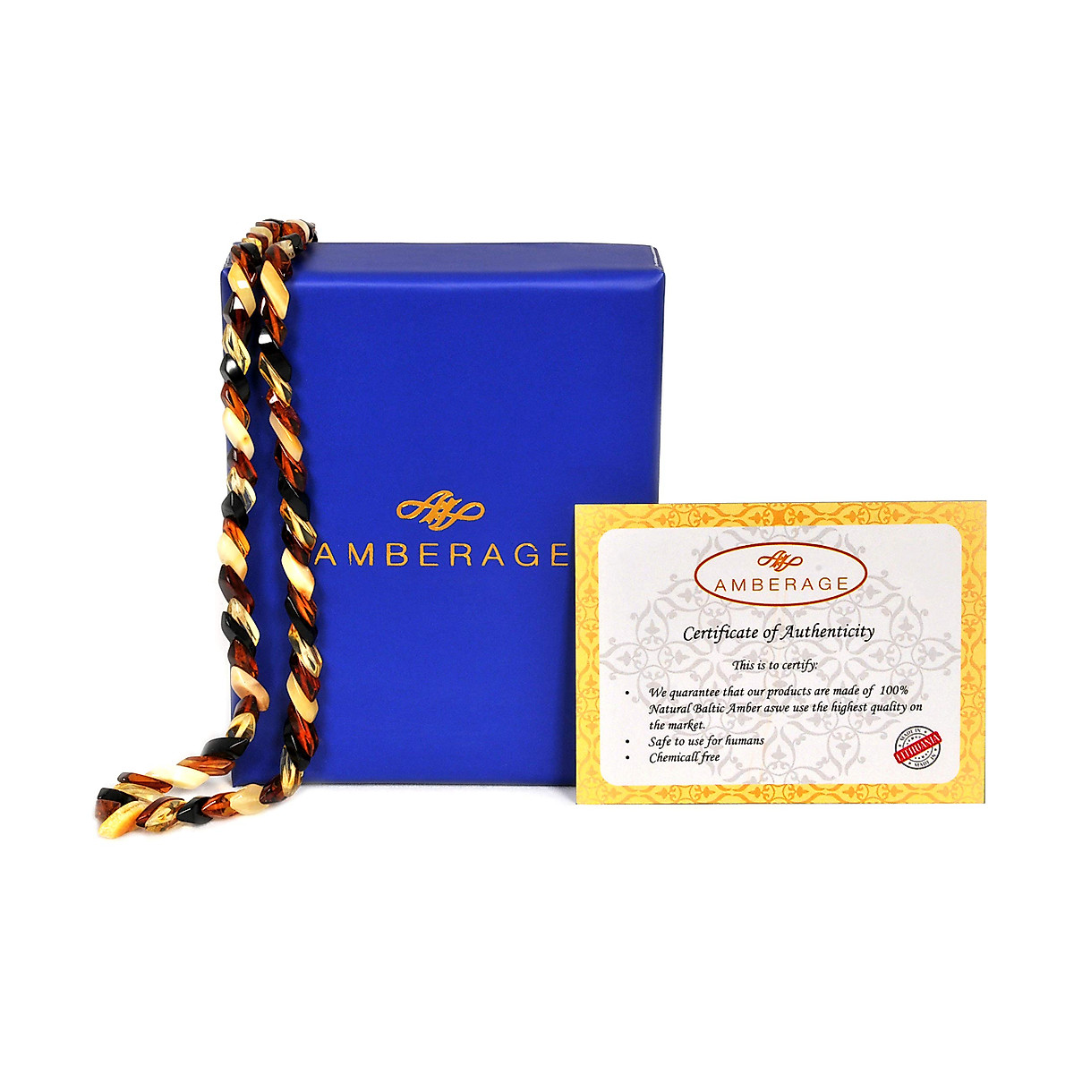 AMBERAGE Natural Baltic Amber Necklace for Adults (45CM 17.72INCH)