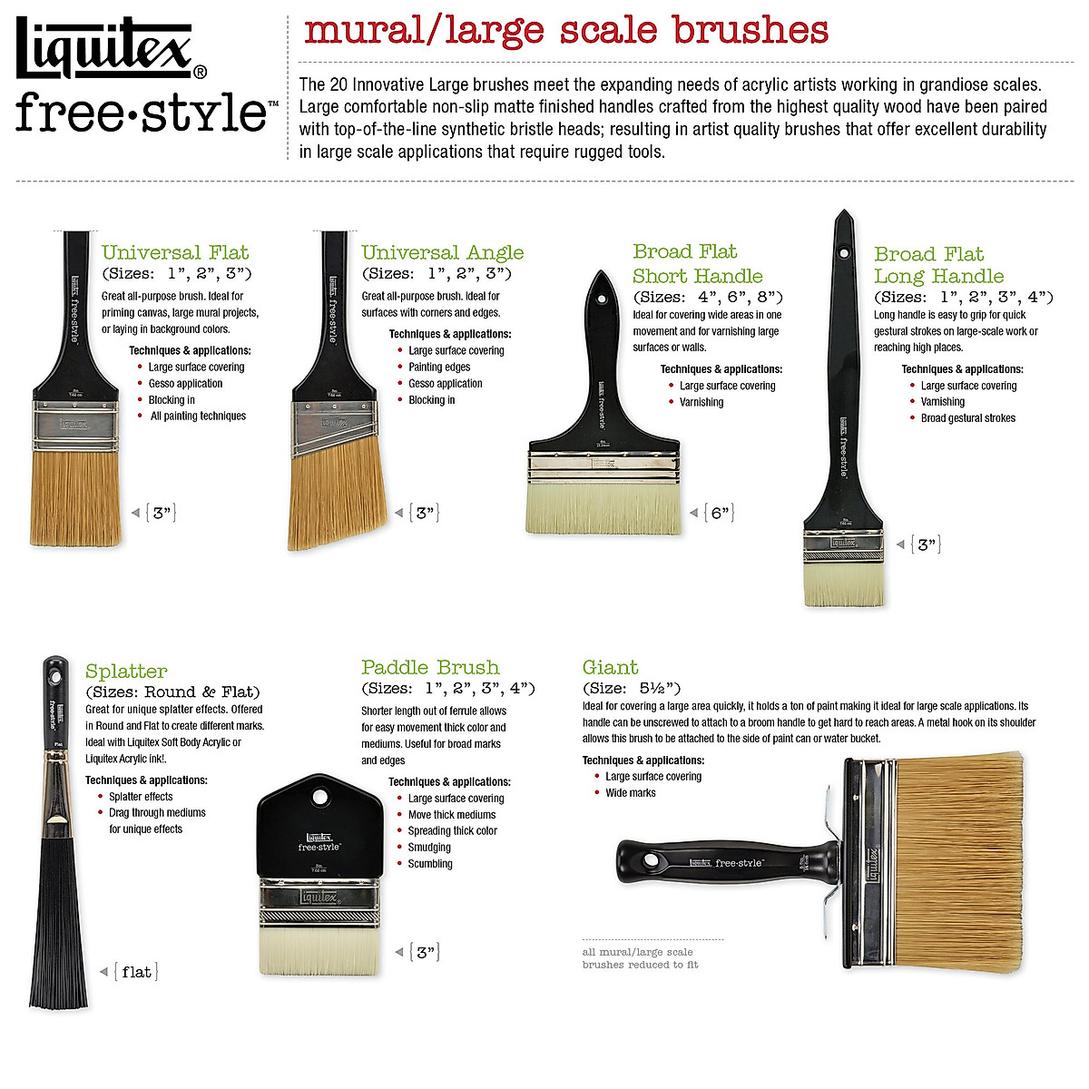 Liquitex 1300501 Professional Freestyle Large Scale Brush, Universal Angle 1-inch