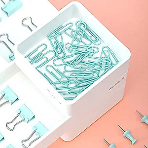 4-in-1 Boxed Binder Clips and Paper Clips Thumbtacks Set Assorted Sizes Small Medium Mini Paper Clamps Bulk for Office School Supplies Teachers Classroom Daily use (Light Green)