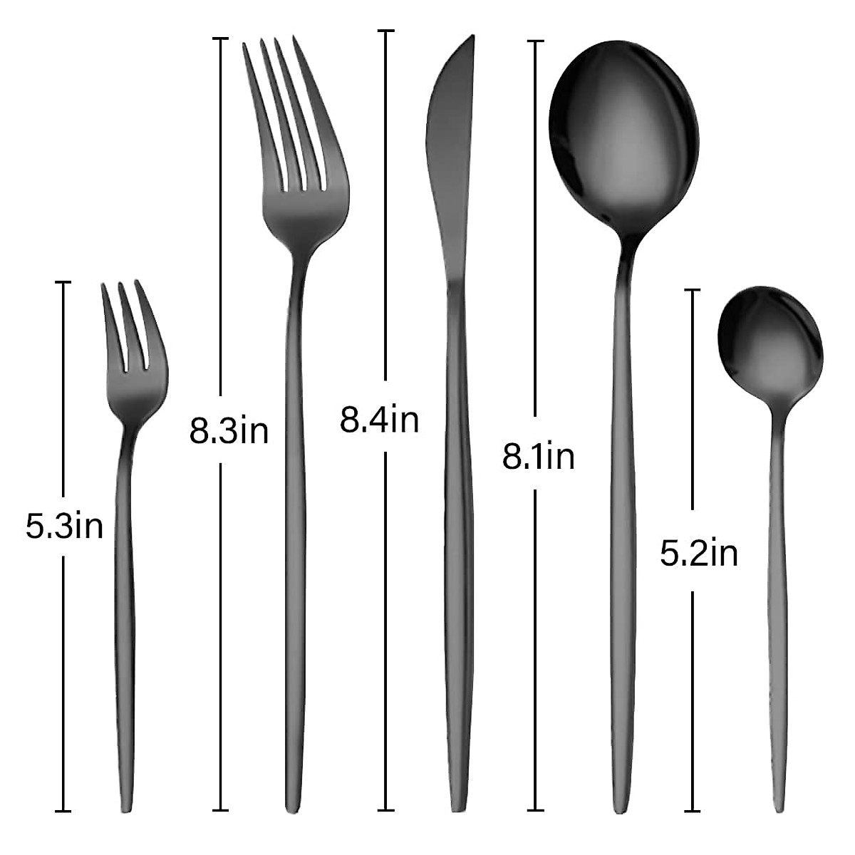LAIION Black Silverware Set 30 Pieces Stainless Steel Flatware Set Titanium Plating Cutlery Set, Matte Black Utensil Sets, Service Set for 6