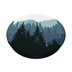 Pine Tree mountain scene Teal forest pattern for women men PopSockets Swappable PopGrip