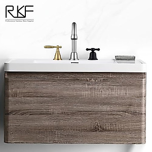 RKF Faucet- Replacement Classic Cross Knobs Handles with Valve Faucet Accessory Faucet Parts Faucet Kit Matt Black W033
