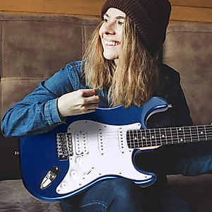 ADM Electric Guitar Beginner Kit 39 Inch Full Size Guitar Package with Amplifier, Bag, Strap, String, Tuner, Cable and Picks, Blue