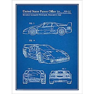 Studio 21 Graphix F40 Ferrari Automobile Patent Print Art Poster UNFRAMED Blueprint 18" X 24"