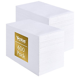 Vplus 600 Pack Paper Napkins Guest Towels Disposable Premium Quality 3-ply Dinner Napkins Disposable Soft, Absorbent, Party Napkins Wedding Napkins for Kitchen, Parties, Dinners or Events(White)