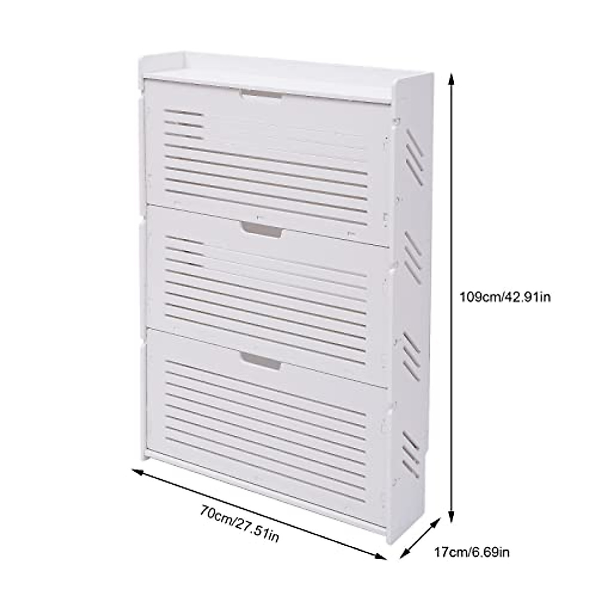 BILPIKOGoo 3 Drawer Shoe Cabinet, Freestanding Shoe Rack Storage Organizer with Flip Door, Modern Tipping Bucket Shoe Cabinet for Entryway, Hallway, Bedroom (3 Tier White)