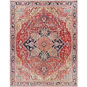 Livabliss Alfons Medallion Oriental Area Rug,7'6" x 9'6",Red/Gold