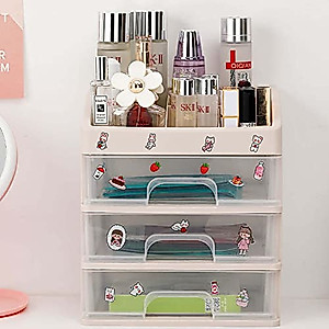 MLAFE Kawaii Organizer Kawaii Cosmetic Storage Box Kawaii Drawer Storage Box Cute Storage Box Cute Organizer (Four-Story)