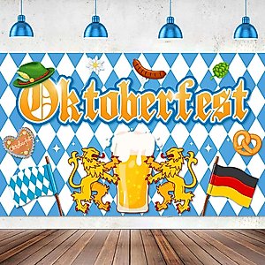 Large 71" X 43" Oktoberfest Backdrop, Oktoberfest Party Decorations Backdrop, Oktoberfest Decorations Party Backdrop for Bavarian German Beer Festival, Oktoberfest Party Supplies Decor