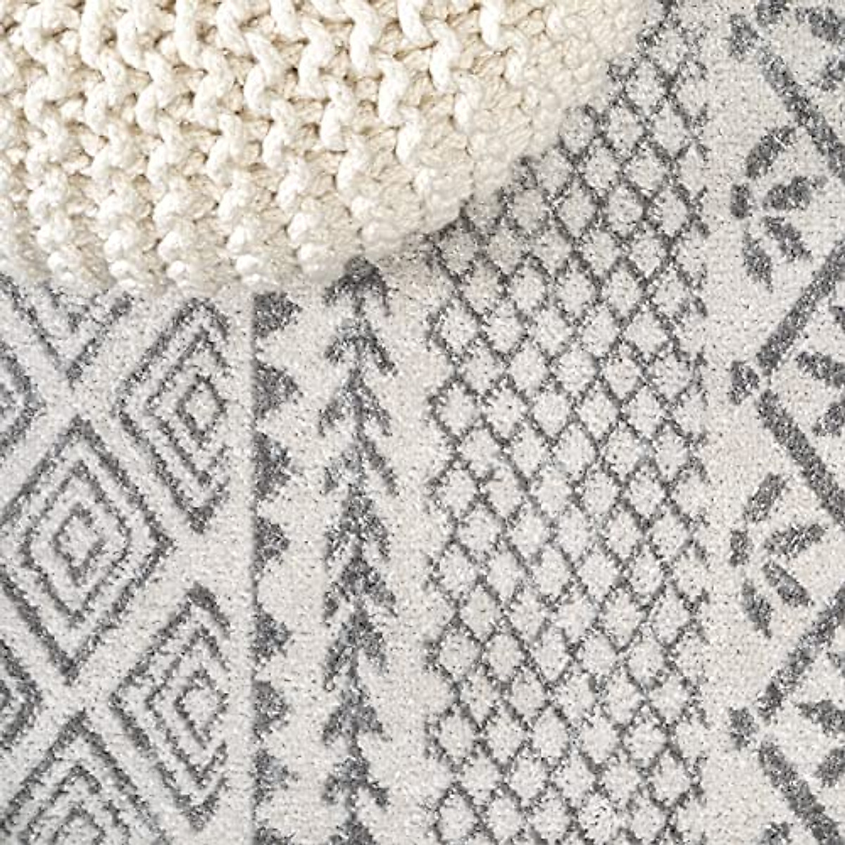 JONATHAN Y MOH107A-5 Athens Modern Geometric Boho Rug Indoor Area-Rug, Moroccan, Farmhouse, Southwestern Easy-Cleaning,Bedroom,Kitchen,Living Room,Non Shedding, Gray/Cream, 5 X 8