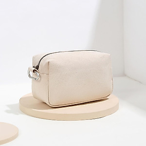 YONBEN Organizer Bag -Lightweight Cosmetic Bag with Ring Clasp, Perfect Travel Makeup Bag for Women,nylon Stand Up Design (Beige/Canvas)