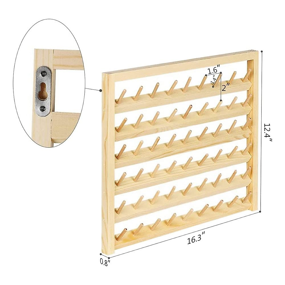 pizarra 54 Spool Sewing Thread Stand, Wall Mount Sewing Thread Stand with, Wooden Embroidery Organizer for Sewing