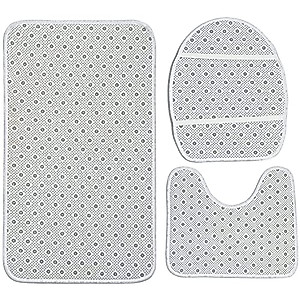 Honeycomb 4 Pieces Shower Curtain Sets with Non Slip Rugs Toilet Lid Cover and Bath Mat, Yellow Honeycomb with Bee Watercolor Bathroom Decor Set with 12 Hooks, 72" x 72"