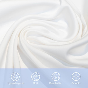 LONGPHEI Silk Satin Pillowcase Cooling Pillow Cases for Hair and Skin White Pillowcses 2pcs (White-C, Standard)