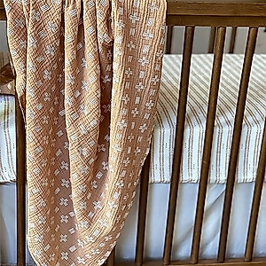 Crane Baby Soft Muslin Swaddle Blanket, Soft Swaddle Wrap for Boys and Girls, Copper Dash, 47" x 47"