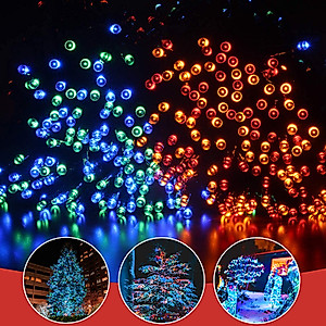 VTECHOLOGY 500LED Solar Christmas Lights, 170Ft Christmas Tree Lights with 8 Lighting Modes Waterproof Outdoor Lights for Patio Party (Multicolor)