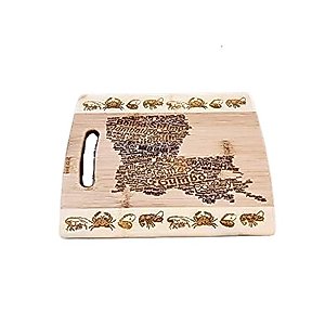 Engraved Louisiana State seafood decorative Bamboo chopping board