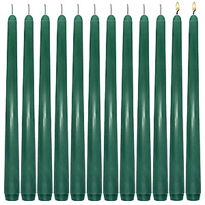 10 Inches Green Unscented Taper Candles for Spring and St. Patrick's Day, 12 Pcs 7/8 Inch Thin Candle Sticks for Dinner, Party, Christmas, Home Decoration and Emergency