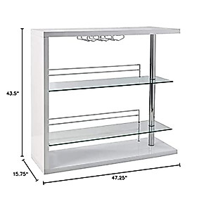 Coaster Home Furnishings Prescott Rectangular 2-Shelf Bar Unit Glossy White