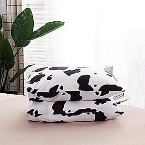 HYPREST Cow Printed Duvet Cover Set Queen Size, 3 Pcs Ultra Soft Cute Duvet Cover Set with Zipper and Corner Ties, Oeko-TEX Certificated