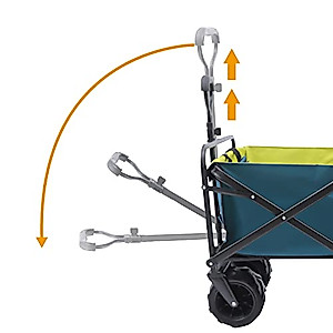 Folding Wagon Cart, Collapsible Beach Cart - 7" PU Wheels - Outdoor Utility Garden Cart for Beach Camping Shopping - 220lbs Weight Capacity - Adjustable Handle and Drink Holders