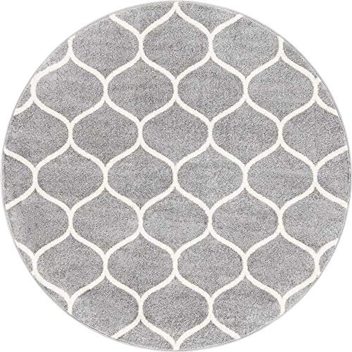 Unique Loom Trellis Frieze Collection Area Rug - Rounded (7' Round, Light Gray/ Ivory)