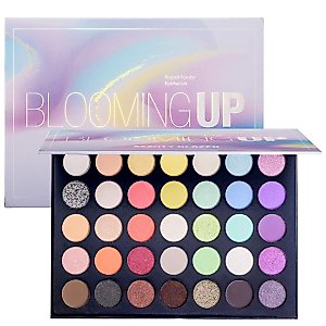 MYUANGO Blooming Up Eyeshadow Palette-35 Shades Matte Shimmer Glitter Makeup Palette for Beginners - Waterproof, Blendable, Long-Lasting - Cruelty-Free