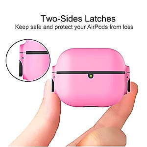 Compatible with Airpod 3rd Generation Case with Lock, Airpods 3 Locking Case, Apple Air Pod Pro Gen 3 Case Cover, Cute Airpod 3 Case for Women Protective, Hard Earbuds Cases with Keychain, (Pink)