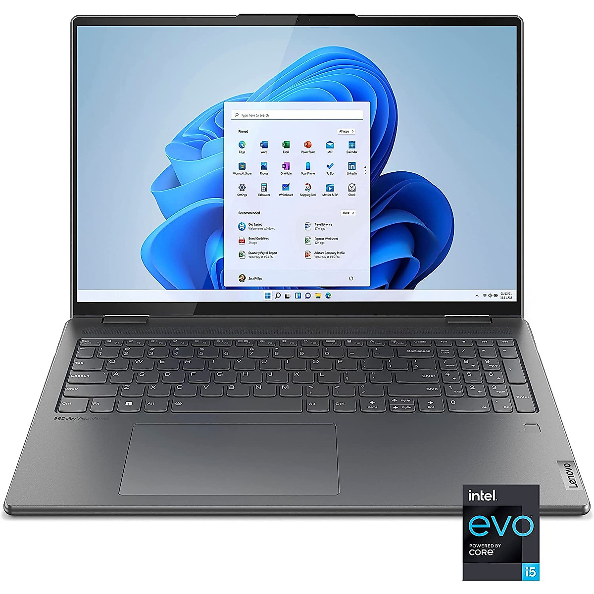 Lenovo Yoga 7i 16 inch 2.5K Touchscreen (2560 x 1600) 2-in-1 Convertible Laptop Computer, Intel Evo Platform, Core i5-1240P, 8GB Memory, 256GB SSD, Backlit Keyboard, Storm Grey