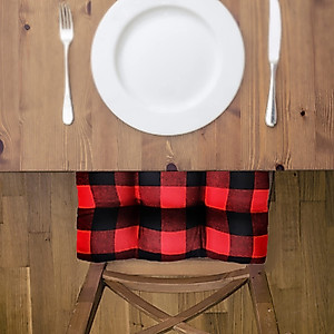 JeogYong Buffalo-Check Chair Pads Dining Chair Cushions with Ties, Soft & Comfort Seat Cushions for Kitchen Chairs Set of 2 Red and Black Buffalo-Plaid Christmas Decorations