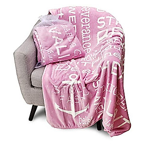 BlankieGram “Bravery” Throw Blanket – Gift Ideas and Gifts for Women and Men Make Great Comfort Gifts, Pink