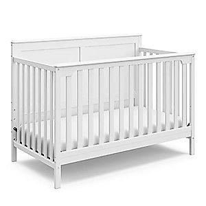 Storkcraft Alpine 5-in-1 Convertible Crib (White) – GREENGUARD Gold Certified, Converts to Toddler Bed and Full-Size Bed, Fits Standard Full-Size Crib Mattress, Adjustable Mattress Support Base