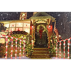 COOLWUFAN 28" Christmas Candy Cane Pathway Markers, Set of 12 Pack Christmas Outdoor Decorations Pathway Lights with 72 Warm Lights for Christmas Holiday Party Walkway Patio Garden Yard Lawn Decor