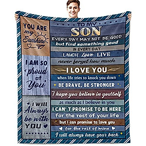 Tsefiwo to My Son Blanket Son Gifts from Mom Gifts for Son from Mom Dad Happy Birthday Gifts for Son Graduation Gifts for Son, Gifts for Father's Day Blanket 60x50 Inch
