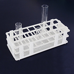 BIPEE Plastic Test Tube Rack, 21 Holes，Test Tube Holder for 50ml Test Tubes, White Vial Holder, Detachable Test Tube Holder Rack (1pcs，21 Holes）
