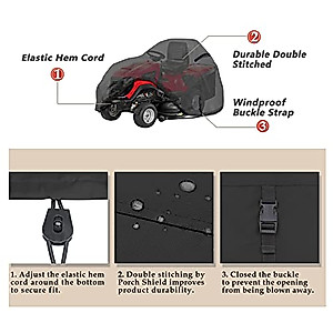 Porch Shield Water-resistant Riding Mower Cover Universal Fit Lawn Tractor (Up to 54" decks, Black)