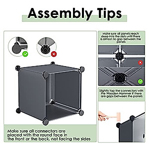 20 Storage Cubes Cabinet Cube Storage Organizer Portable Wardrobe Cube Shelves with Doors DIY Cube Organizer Storage System for Bedroom, Living Room, Office, Gray&White