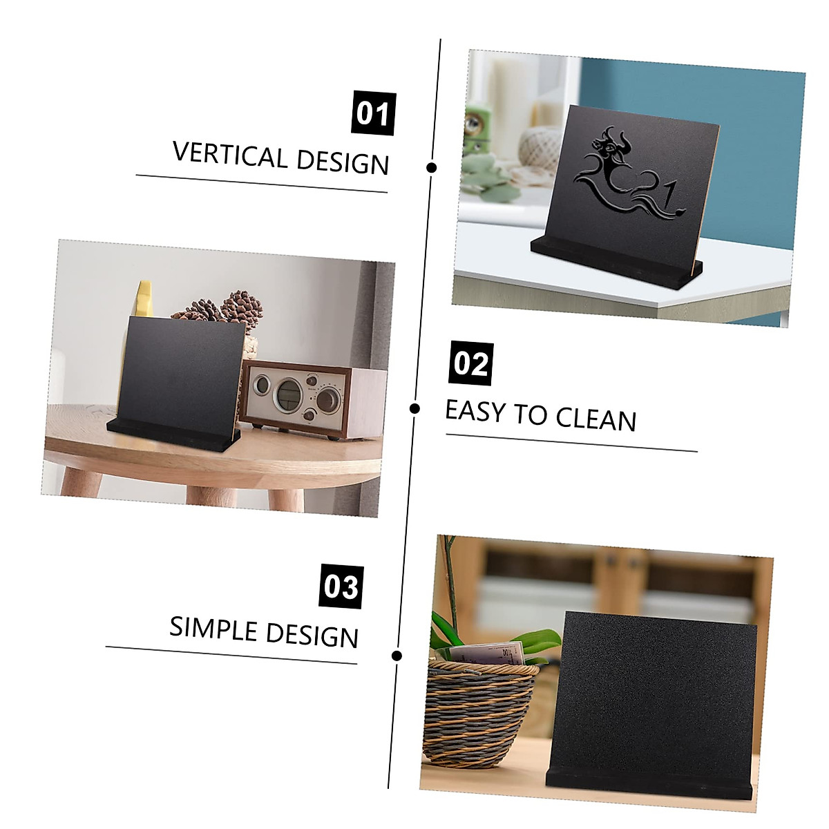 NUOBESTY 2 Sets Blackboard Wooden Writing Boards Mini Chalkboards Signs Black Chalkboard Sign Small Message Chalkboard Sign Stand up Wooden Sign Wooden Black Boards bar Counter Dining Table