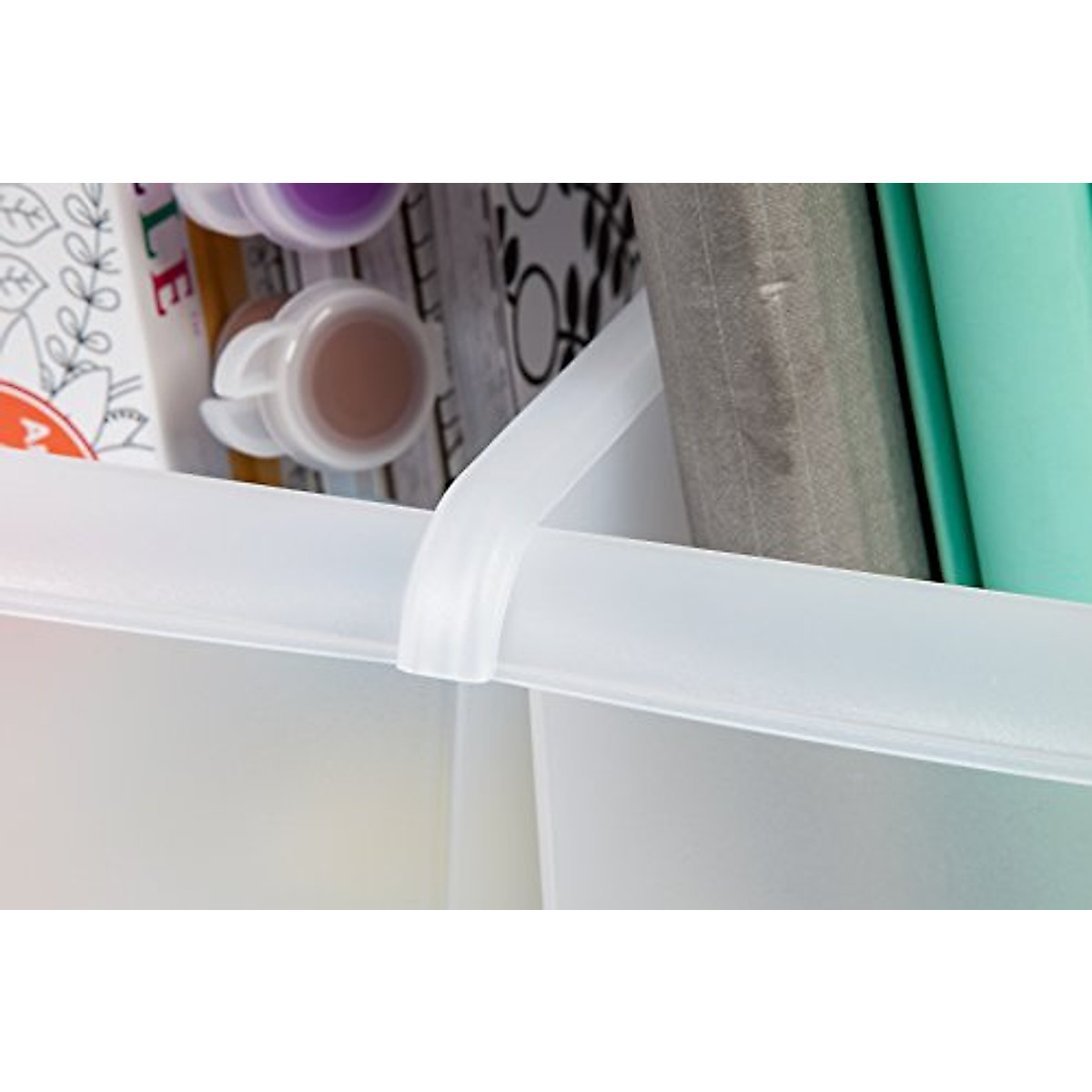 IRIS USA 15" x 6" Plastic Connecting Book and Paper Storage Container Bin, 8-Pack, Vertical Standing Plastic Book Binder Notebook File Craft Organizer Box for Classroom Kids Room Office, Clear